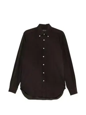 BARBA NAPOLI Button-down Corduroy Shirt - Brown