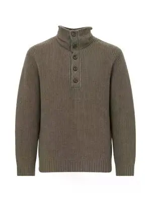 04651 / A TRIP IN A BAG Button-up Ribbed-knit Sweater - Brown