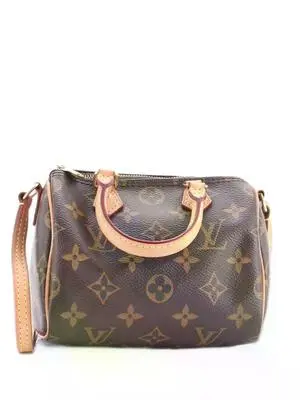 LOUIS VUITTON Speedy Bandouliere Bag Monogram Canvas Nano Crossbody Bag - Brown