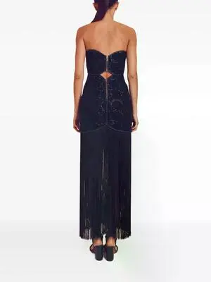 Azulu Sequin-embellished Fringed Maxi Dress