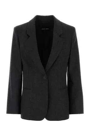 Giorgio Armani Charcoal Stretch Wool Blend Blazer