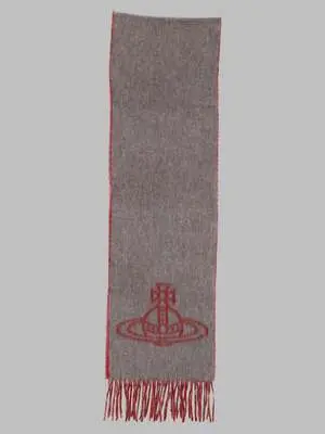 VIVIENNE WESTWOOD Wool Scarf With Fringe - Grey