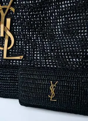 Saint Laurent Rafia Icare Tote Bag - Black