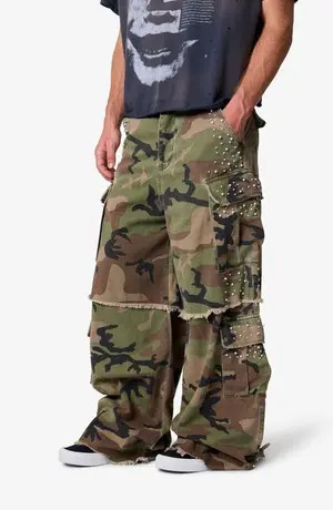 Mnml Pearled Rave Wide Leg Cargo Pants