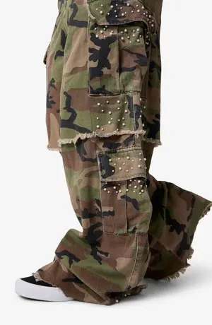 Mnml Pearled Rave Wide Leg Cargo Pants