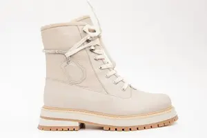 VINCI LEATHER SHOES The Arata Leather Lace-up Ankle Boot With A Side Zipper