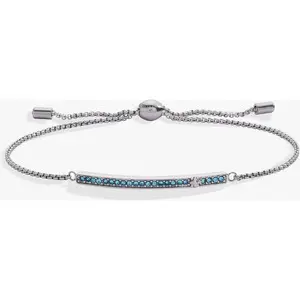 ALEX AND ANI March Everyday Birthstone Pave Bolo Bracelet - Silver