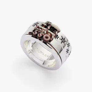 ALEX AND ANI Gingerbread Train Fidget Ring - Silver