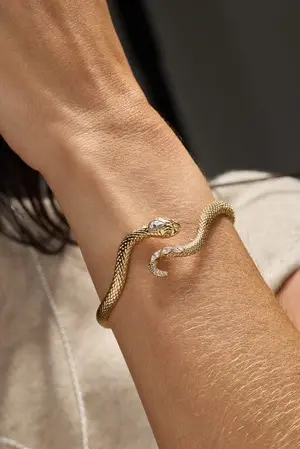 ALEX AND ANI Snake Bypass Cuff - Silver