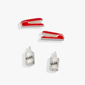 ALEX AND ANI Holding Us All Together' Glue & Stapler Stud Earring Set - Silver