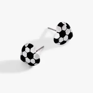 ALEX AND ANI Soccer Heart Stud Earrings