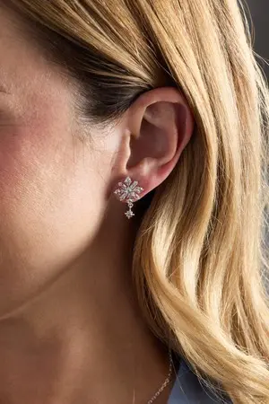 ALEX AND ANI Baguette Snowflake Drop Earrings