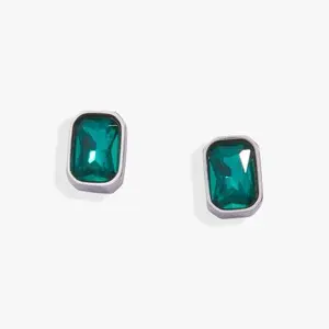 ALEX AND ANI December Emerald-cut Birthstone Stud Earrings - Silver
