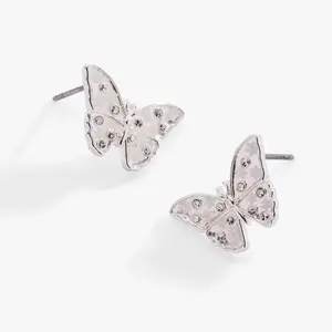 ALEX AND ANI Glass Butterfly Statement Stud Earrings
