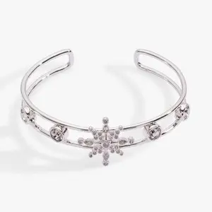 ALEX AND ANI Crystal Snowflake Cuff Bracelet - Silver