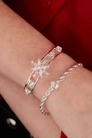 ALEX AND ANI Crystal Snowflake Cuff Bracelet