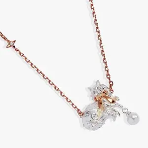 ALEX AND ANI Fluffy Cat Inline Necklace