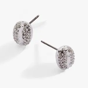 ALEX AND ANI Coffee Bean Pave Crystal Stud Earrings