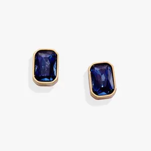ALEX AND ANI September Emerald-cut Birthstone Stud Earrings - Silver