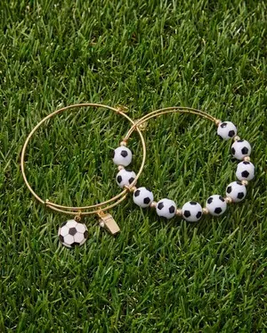 ALEX AND ANI Soccer Oversized Beaded Bangle