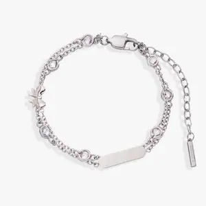 ALEX AND ANI Bow Chain Double Strand Bracelet - Silver