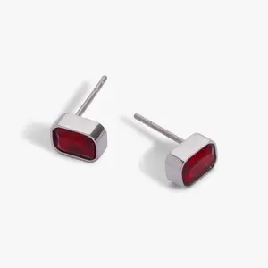 ALEX AND ANI July Emerald-cut Birthstone Stud Earrings