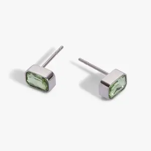 ALEX AND ANI August Emerald-cut Birthstone Stud Earrings