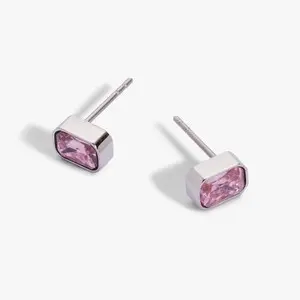 ALEX AND ANI October Emerald-cut Birthstone Stud Earrings