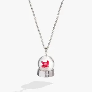 ALEX AND ANI Snow Globe Cardinal Pendant - Silver