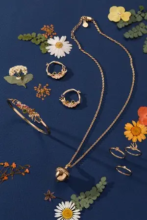 ALEX AND ANI Woodland Gemstone Hoop Earrings