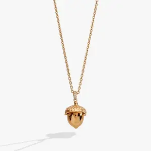 ALEX AND ANI Woodland Acorn & Hidden Squirrel Locket Necklace - Gold