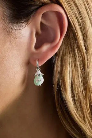 ALEX AND ANI Knitting Sheep Huggie Hoop Earrings
