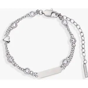 ALEX AND ANI Heart Chain Double Strand Bracelet - Silver