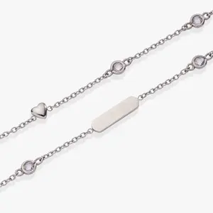 ALEX AND ANI Heart Chain Double Strand Bracelet - Silver