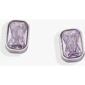 ALEX AND ANI June Emerald-cut Birthstone Stud Earrings - Silver