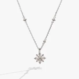 ALEX AND ANI Baguette Snowflake Pendant Necklace - Silver