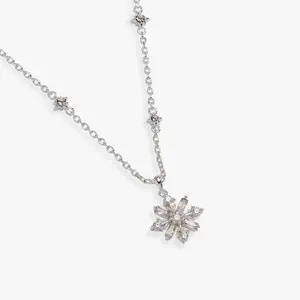 ALEX AND ANI Baguette Snowflake Pendant Necklace
