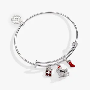 ALEX AND ANI Sleigh' Santa Slay Multi-charm Bangle - Silver