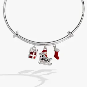 ALEX AND ANI Sleigh' Santa Slay Multi-charm Bangle - Silver