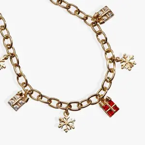 ALEX AND ANI Snowflakes & Presents Multi Charm Bracelet - Silver