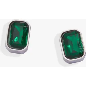 ALEX AND ANI May Emerald-cut Birthstone Stud Earrings - Silver