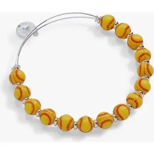ALEX AND ANI Softball Beaded Bangle - Silver
