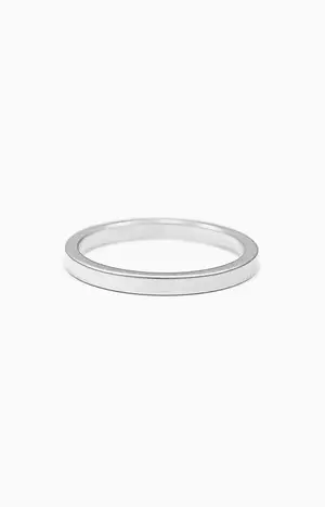 BEARFRUIT JEWELRY Hana Minimalist Band Ring Dainty Simple Everyday Stackable Jewelry - Silver