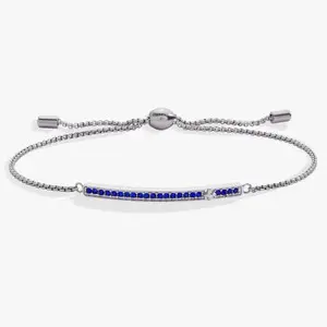 ALEX AND ANI September Everyday Birthstone Pave Bolo Bracelet - Silver