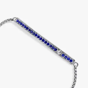 ALEX AND ANI September Everyday Birthstone Pave Bolo Bracelet - Silver
