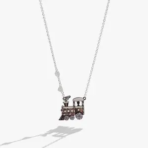 ALEX AND ANI Gingerbread Train Pendant Necklace - Silver