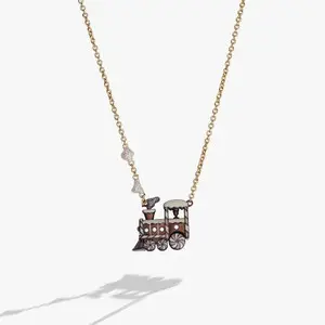 ALEX AND ANI Gingerbread Train Pendant Necklace - Silver