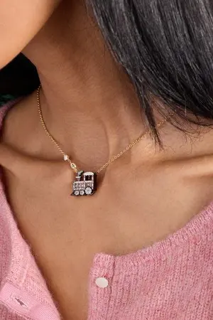 ALEX AND ANI Gingerbread Train Pendant Necklace - Silver