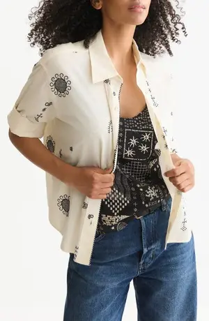 Scotch & Soda Embroidered Relaxed Fit Cotton Shirt - Birch