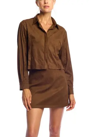 LBLC THE LABEL Brett Faux Suede Mini Skirt - Maple